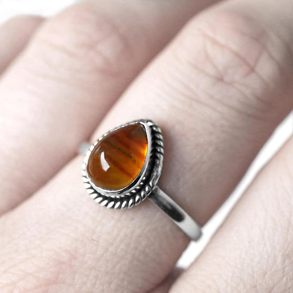 Golden Fiery Genuine Amber Rings & Amber Necklaces