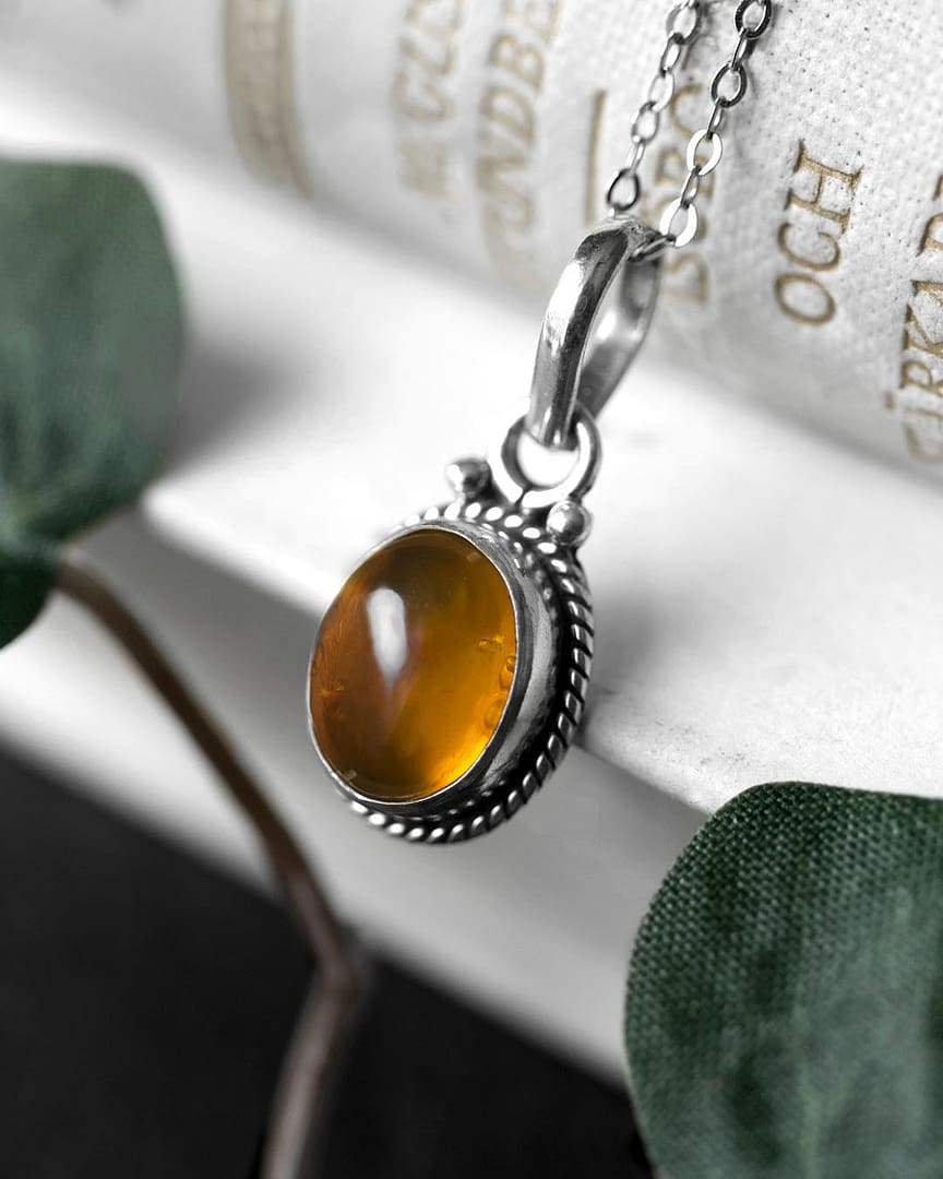 Golden Fiery Genuine Amber Rings & Amber Necklaces