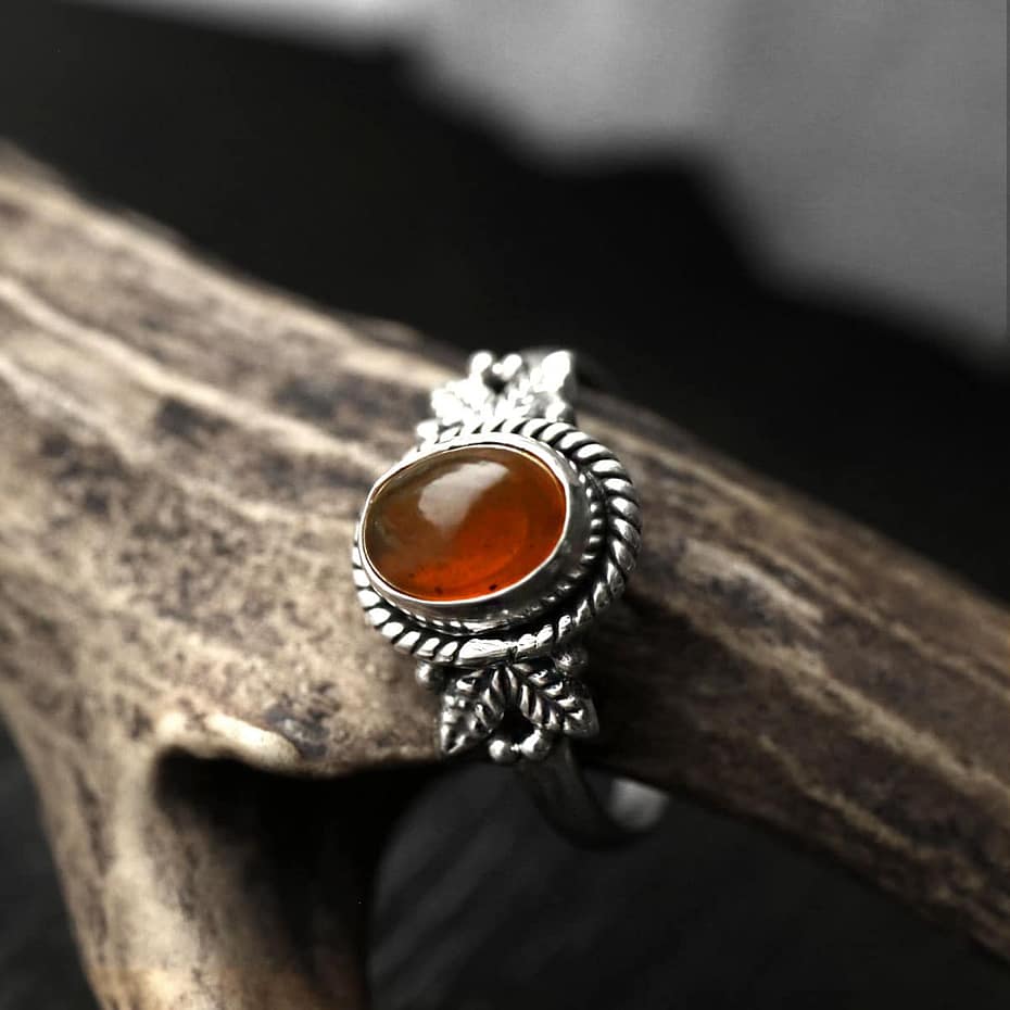 Golden Fiery Genuine Amber Rings & Amber Necklaces