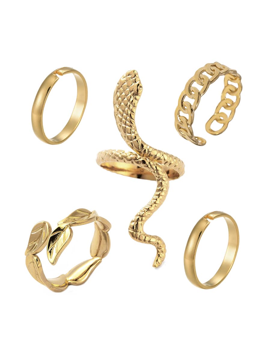Eves Serpent Stainless Steel Snake Ring Set